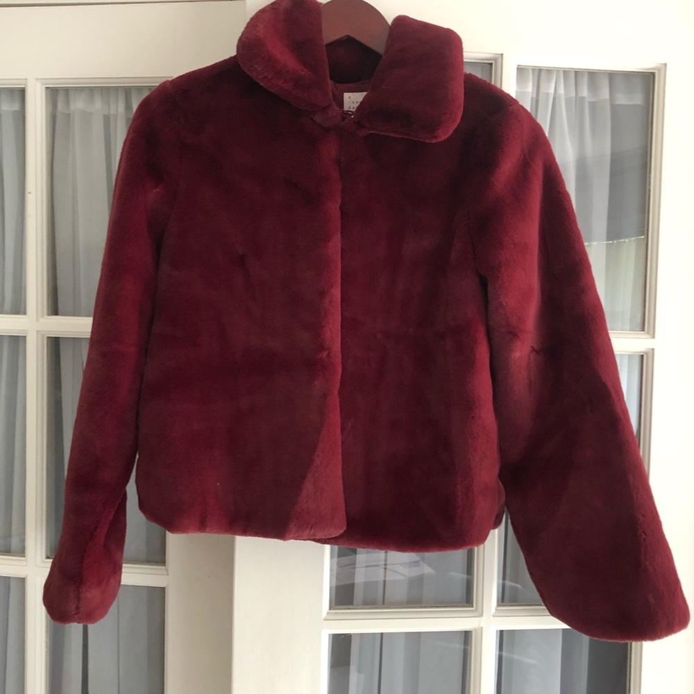 Soft Faux Fur Bell Jacket In Cranberry - Gem
